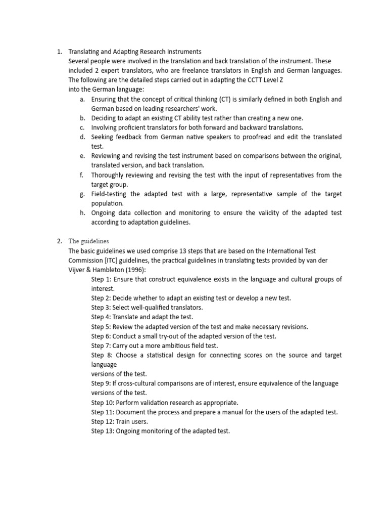 Translating and Adapting Research Instruments | PDF | Translations ...