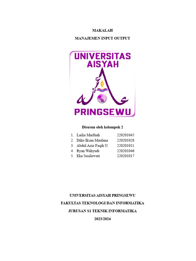 KELOMPOK 2 MANAJEMEN INPUT OUTPUT (2) | PDF