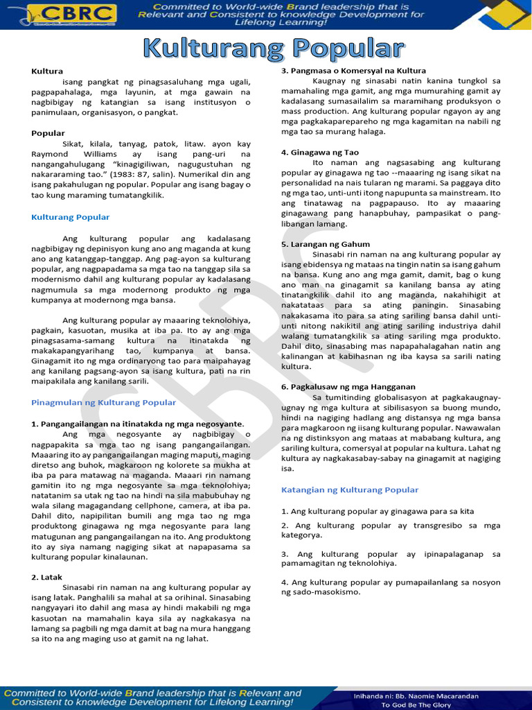 kULTURANG POPULAR | PDF