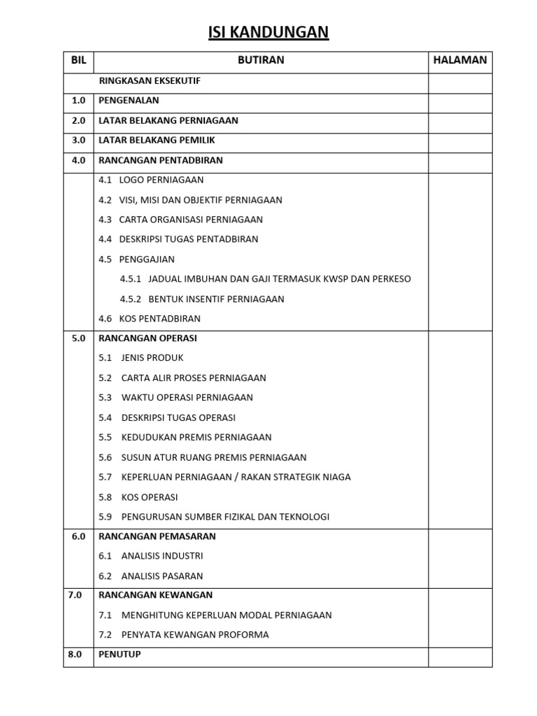Isi Kandungan KK | PDF