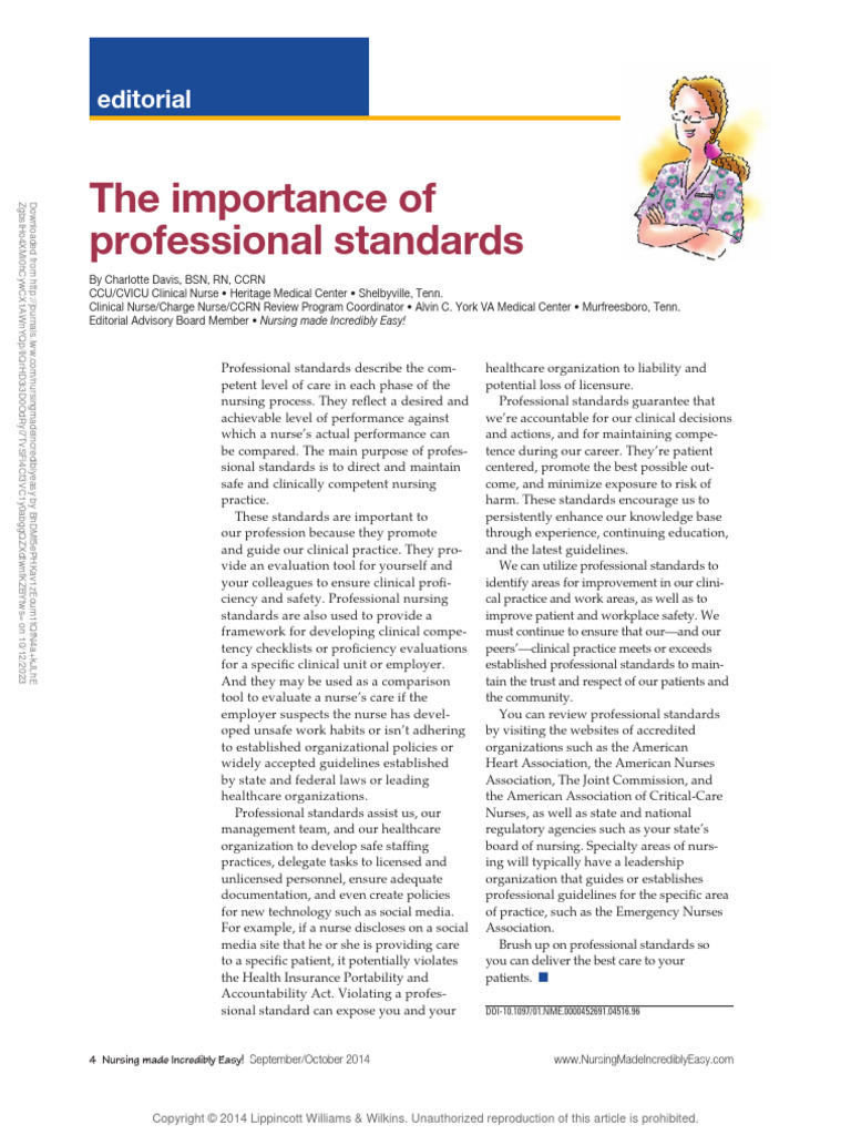 Importance of Nursing Professional Standards | PDF