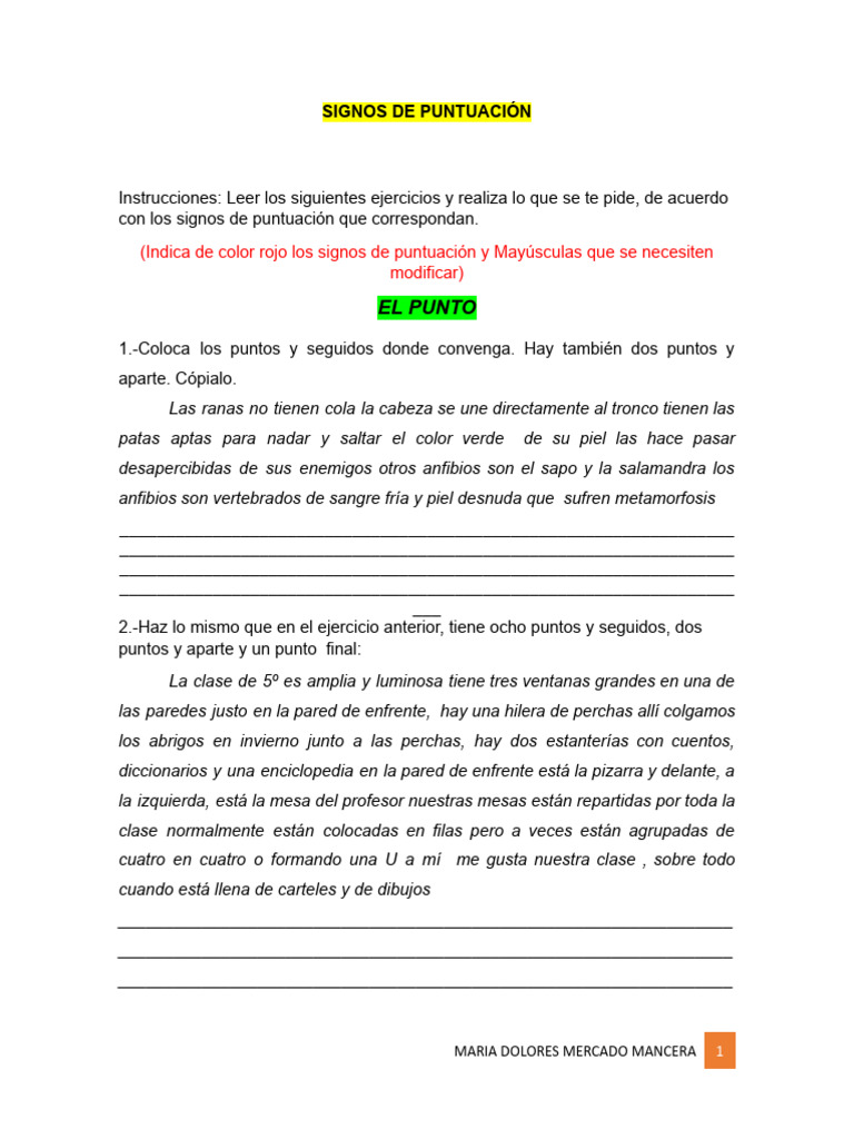 Signos de Puntuación-ejercicios.docx | PDF