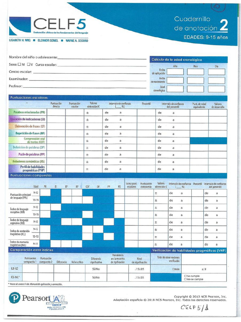 Celf 5 Cuadernillo2 de 9 A 5a | PDF