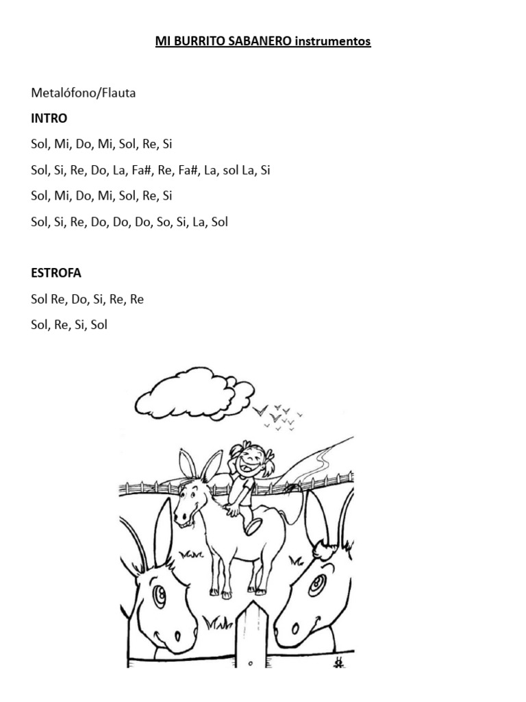Notas de "Mi Burrito Sabanero" en Flauta | PDF | Artes del Lenguaje y ...