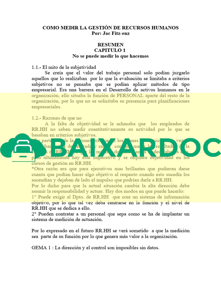 Como Medir Lgestionrrhhrescomjac Fitz Enz | PDF