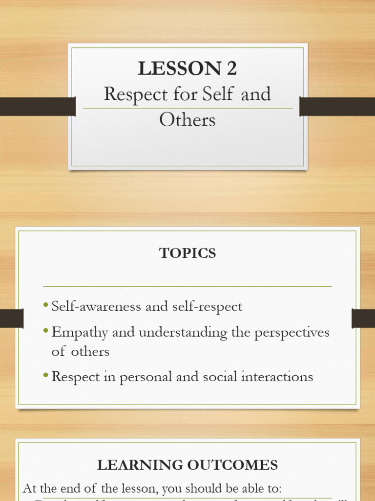 Lesson-2 Self Respect | PDF