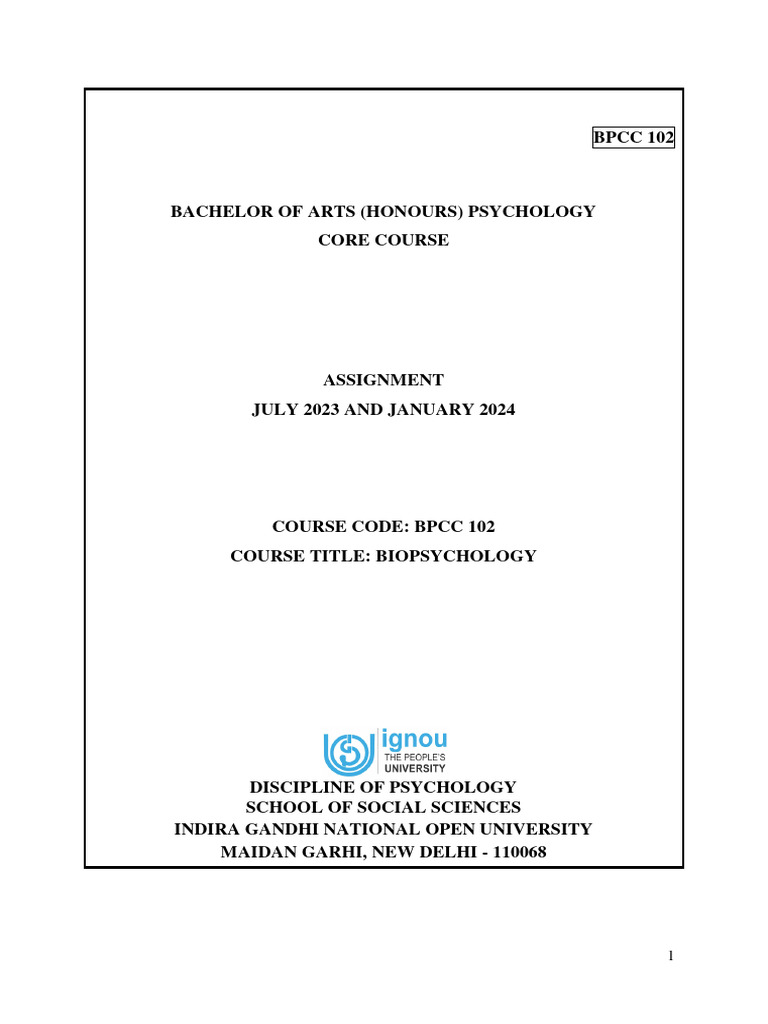 Assignment BPCC To Be Submitted . | PDF Assignment BPCC To Be Submitted . | PDF