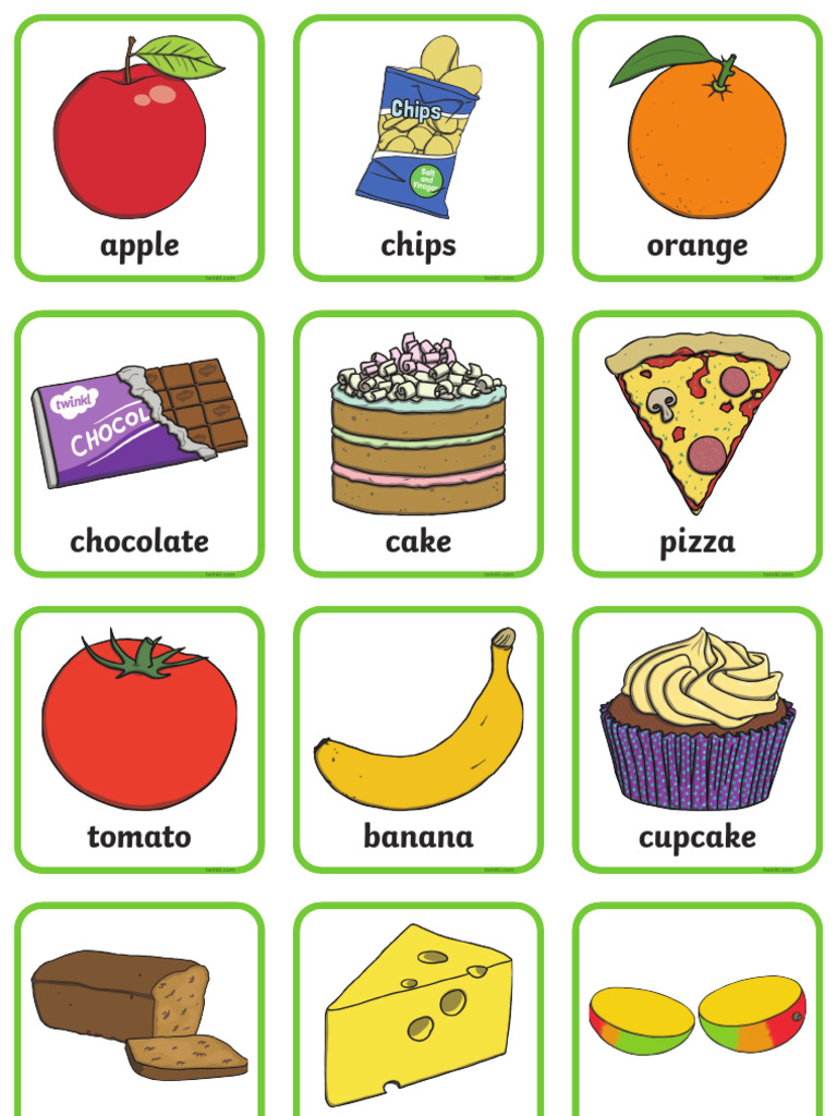 Children's Food Sorting Flashcards | PDF