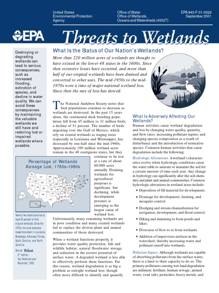 Threats To Wetlands | PDF