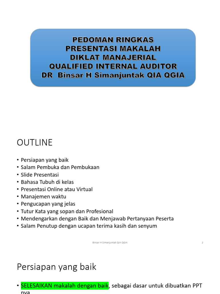 BINSAR Pedoman Ringkas Presentasi Makalah Termasuk Presentasi Online PLUS HYBRID DIKLAT ...