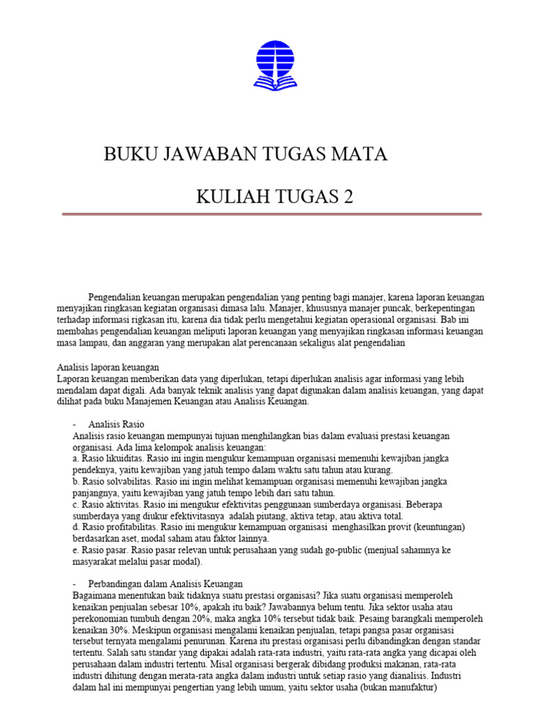 BJT 2 - Sistem Pengendalian Manajemen - 030331415 | PDF