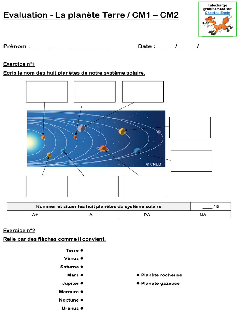 Evaluation CM - Planete Terre | PDF