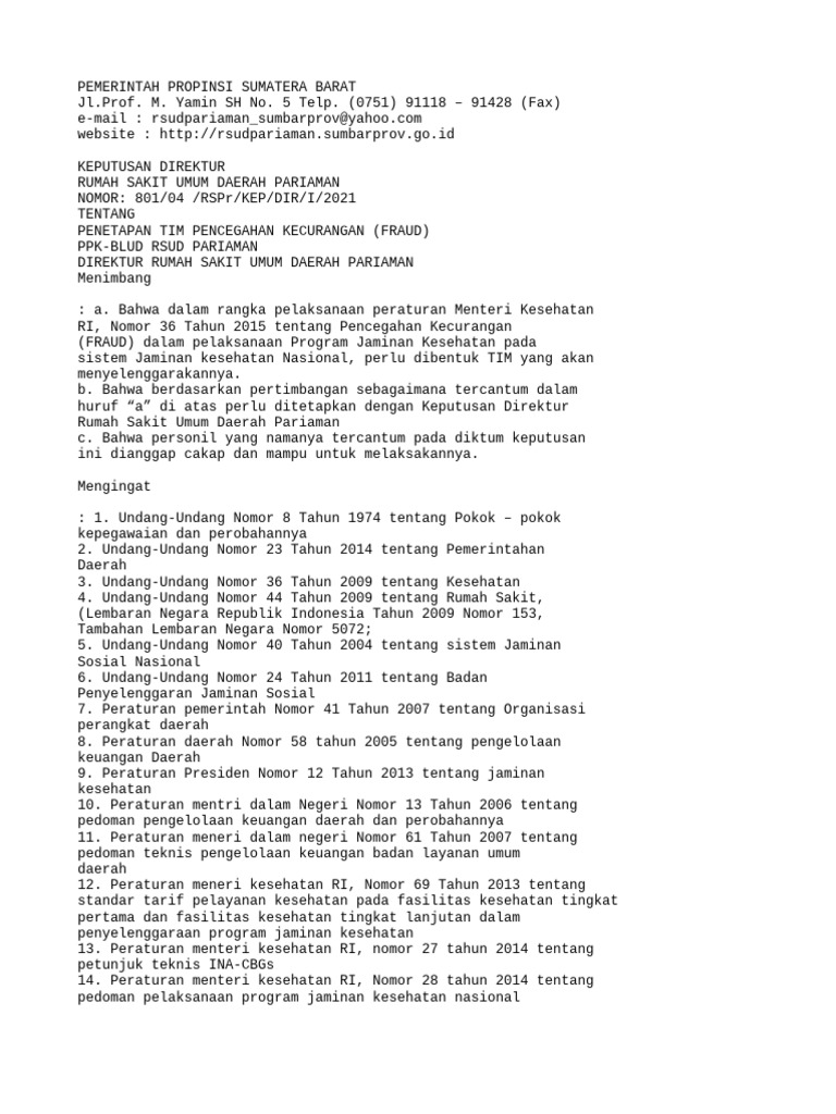 20.SK Tim Fraud JKN 2021 | PDF