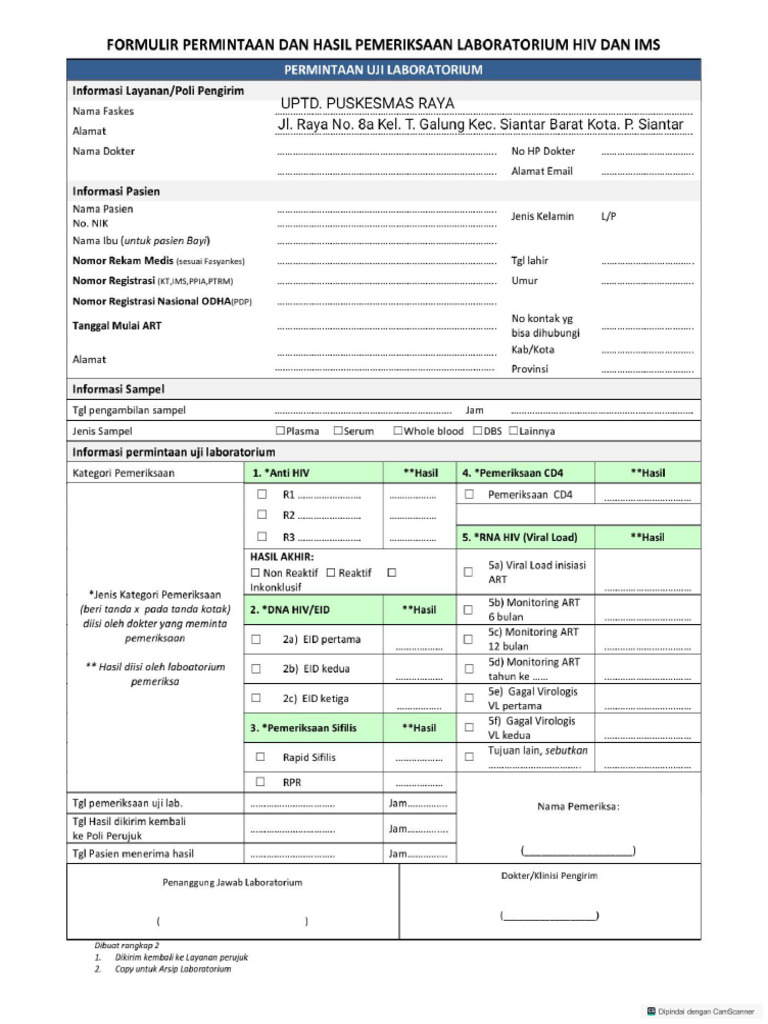 00 Form Permintaan Lab | PDF
