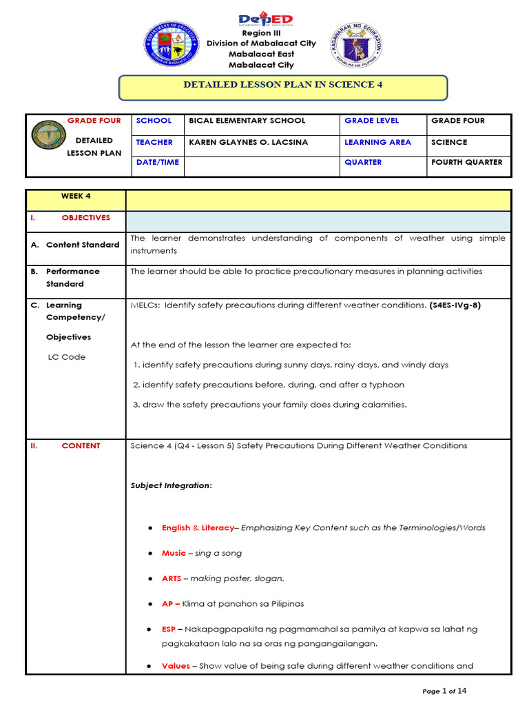 4th-Quarter - COT 4 - Week 5-Science 4 | PDF | Learning | Differentiated Instruction