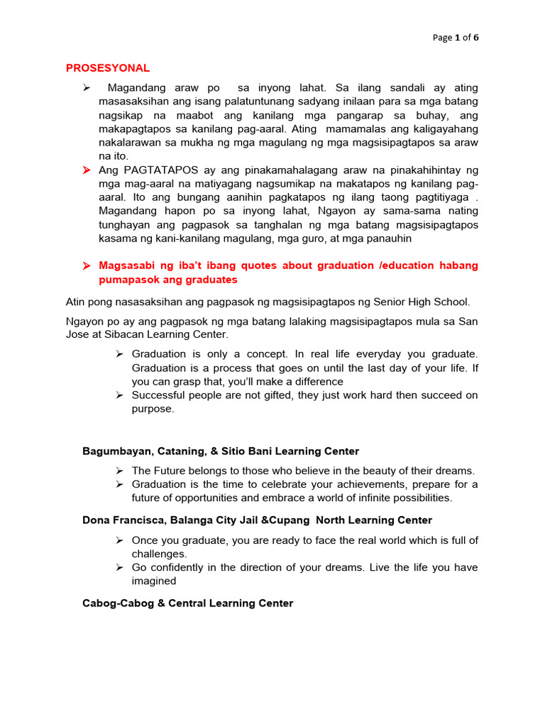 Grad Script Emcee | PDF