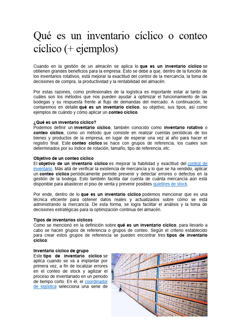 Qué es un inventario cíclico | PDF