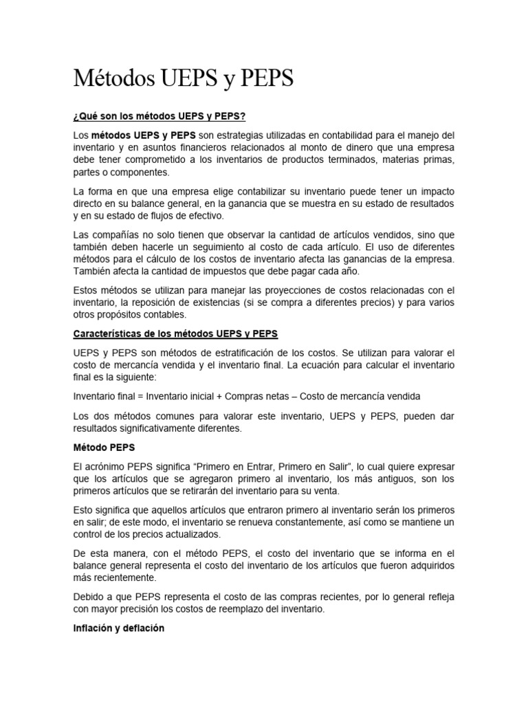 Métodos UEPS y PEPS | PDF