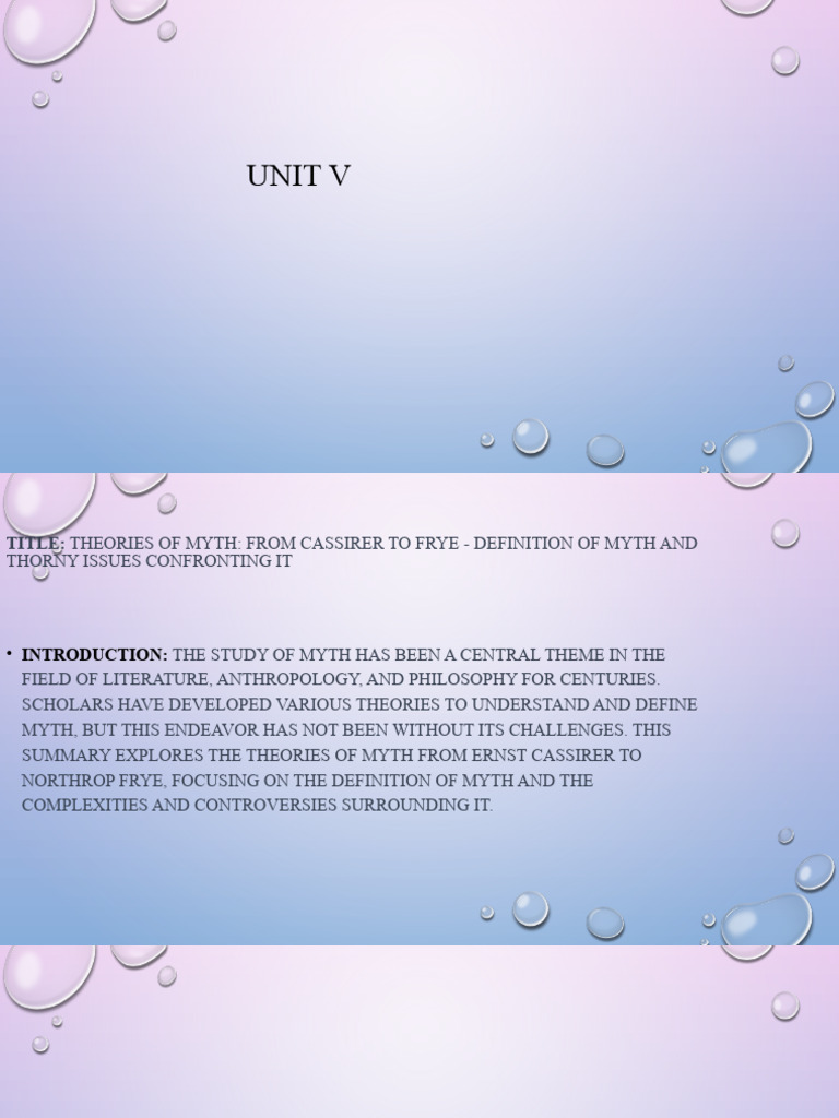 Unit V Folktale and Myth | PDF | Archetype | Analytical Psychology