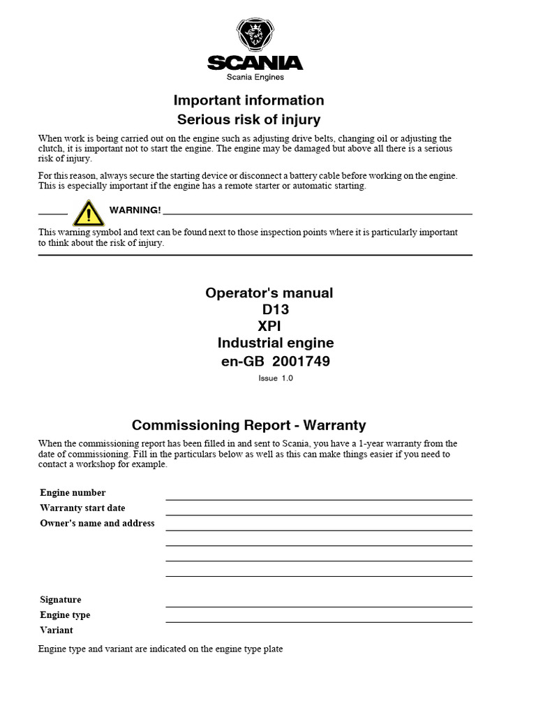 Scania Operations Manual - DC13 | PDF