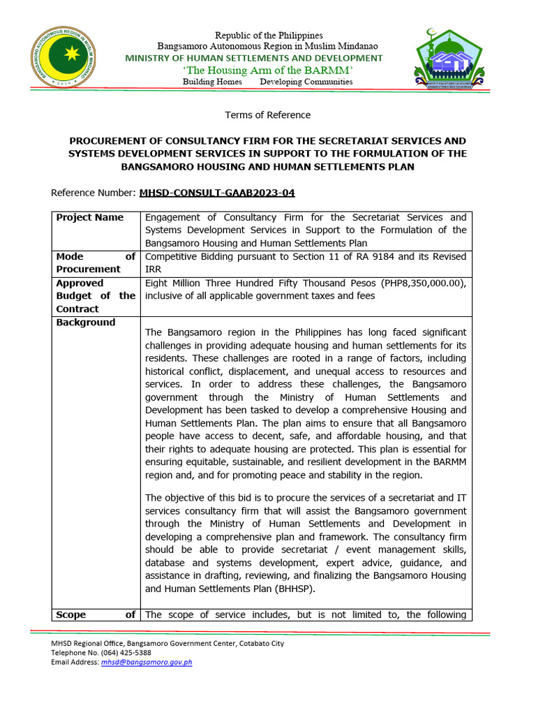 Consultancy TOR 2.0 | PDF | Data