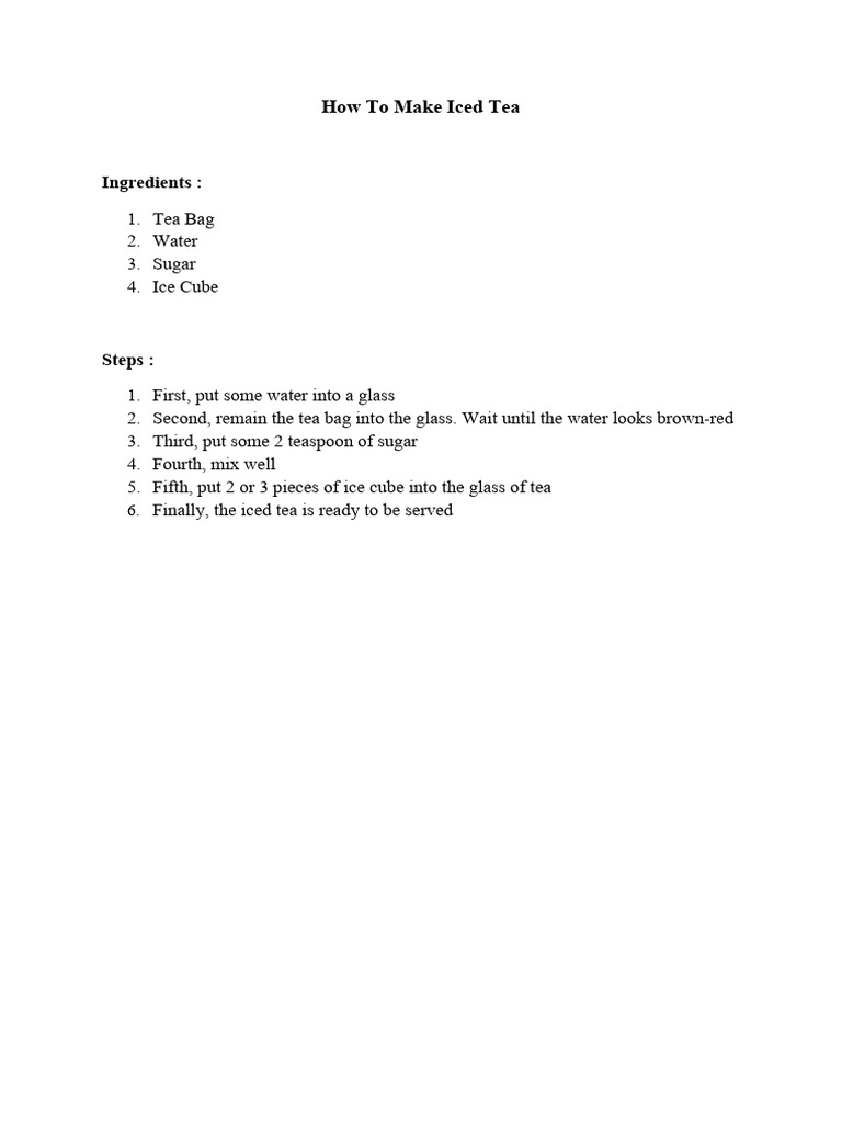 How To Make Iced Tea | PDF