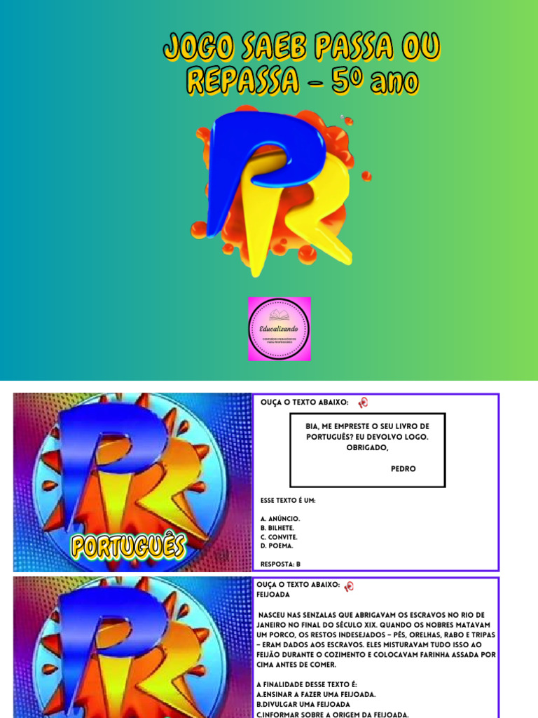 Passa+Ou+Repassa+SAEB 1 | PDF | Artes Linguísticas e Disciplina