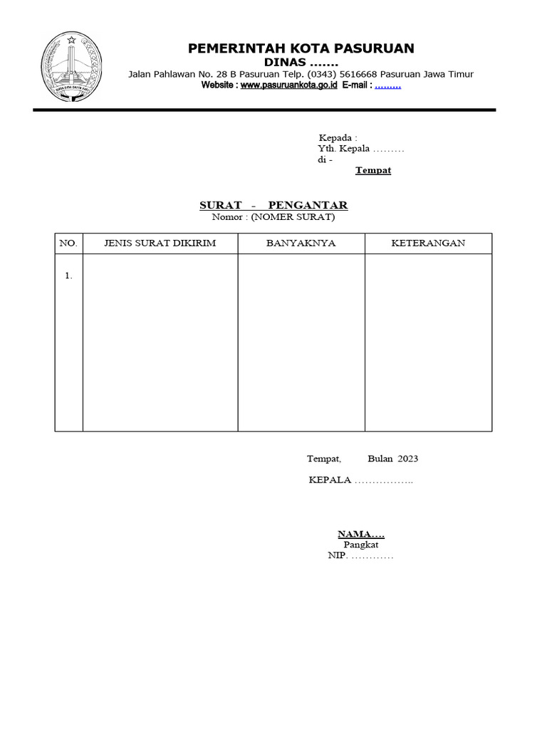 SURAT PEngantar Ke OPD | PDF