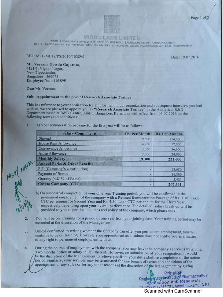 2015 2016 Offer Letters | PDF