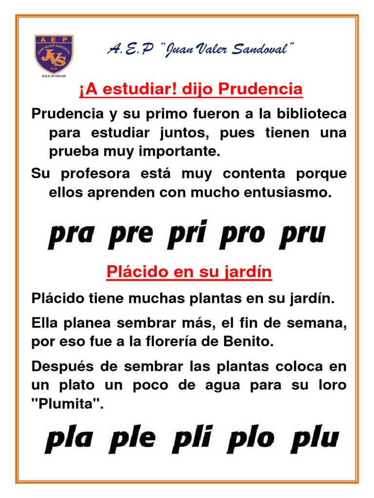 Lectura - Trabadas PL y PR | PDF