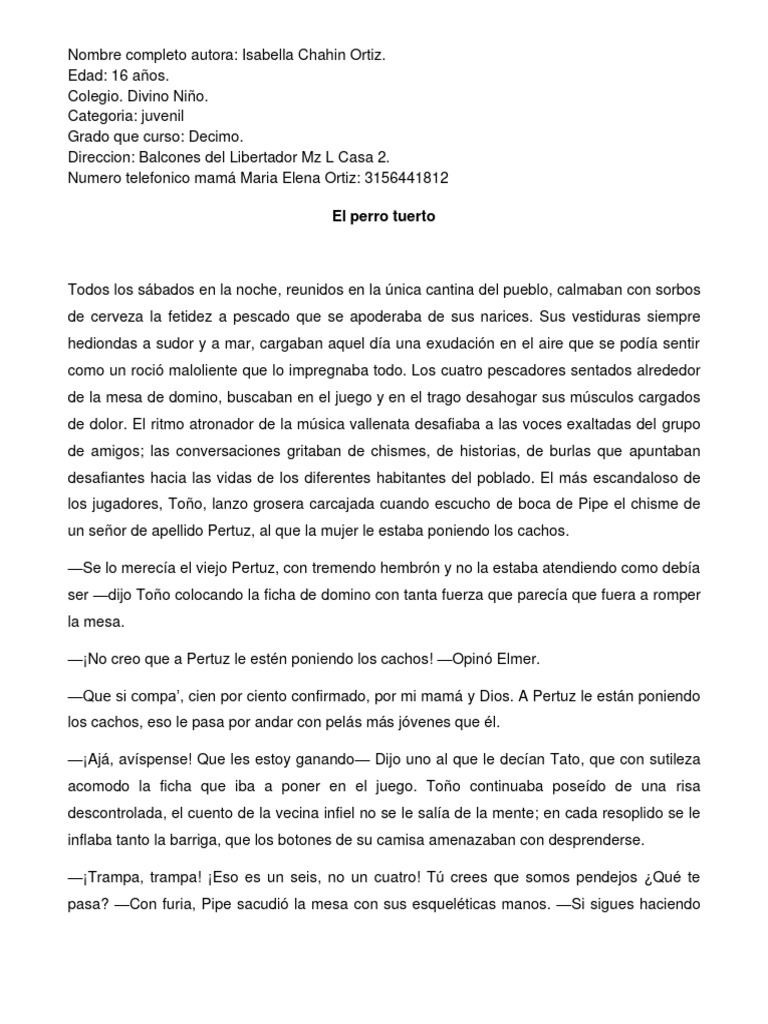 El Perro Tuerto (Cuento Juvenil) | PDF