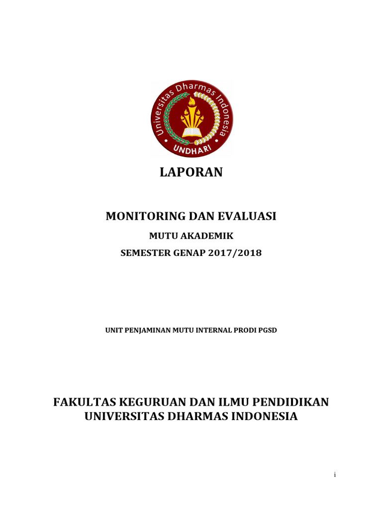 Laporan Monev Genap 20172018 | PDF