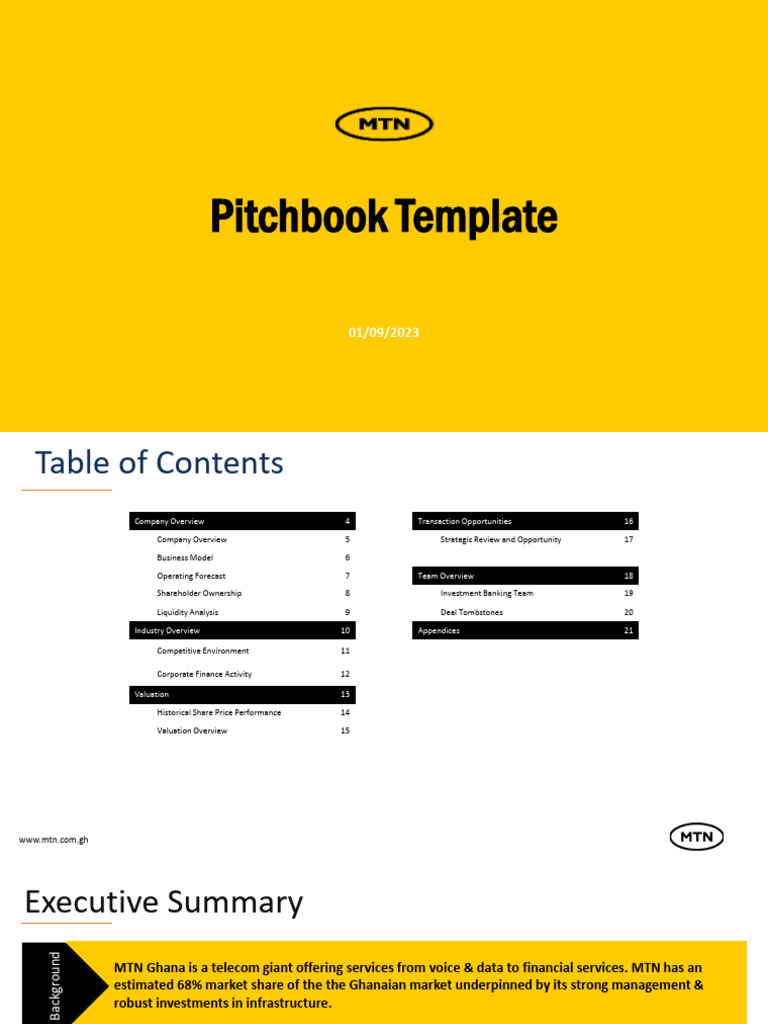 MTN Pitchbook | PDF | Valuation (Finance) | Price–Earnings Ratio
