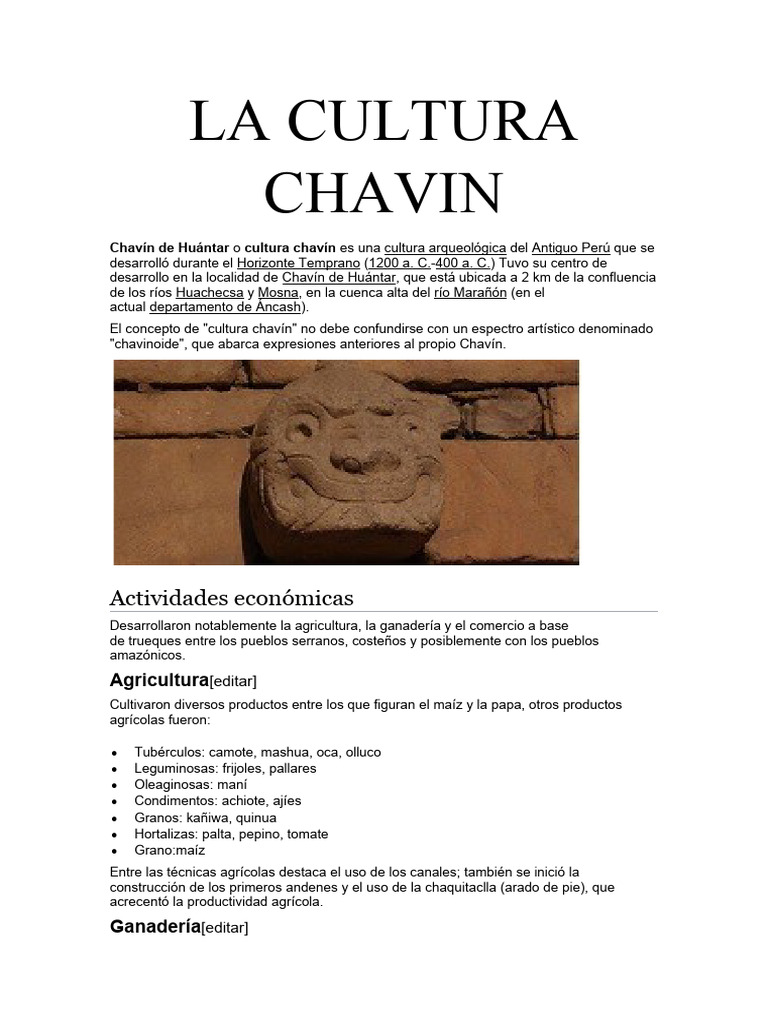 La Cultura Chavin | PDF | Andes | Era precolombina