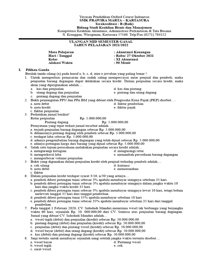 Soal Uts Akt Keuangan 1 | PDF