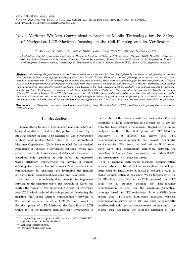 Novel Maritime Wireless Communication Based On Mobile Technology For The Safety of Navigation ...