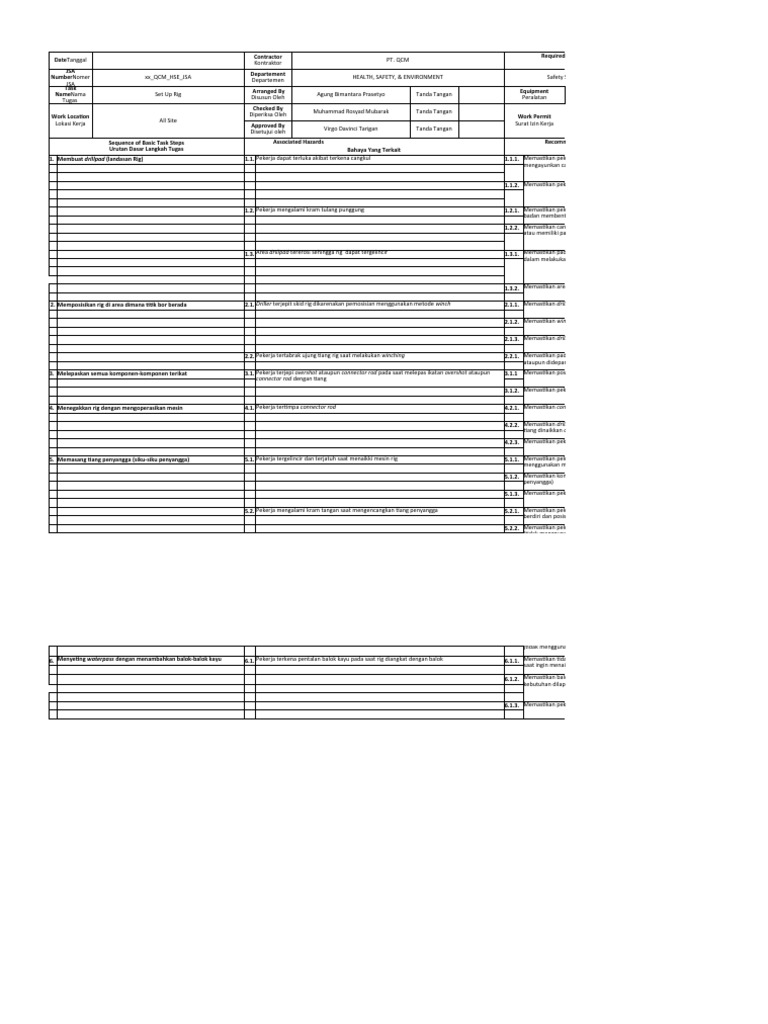 Xx Qcm Hse Jsa (Set Up Rig) | PDF