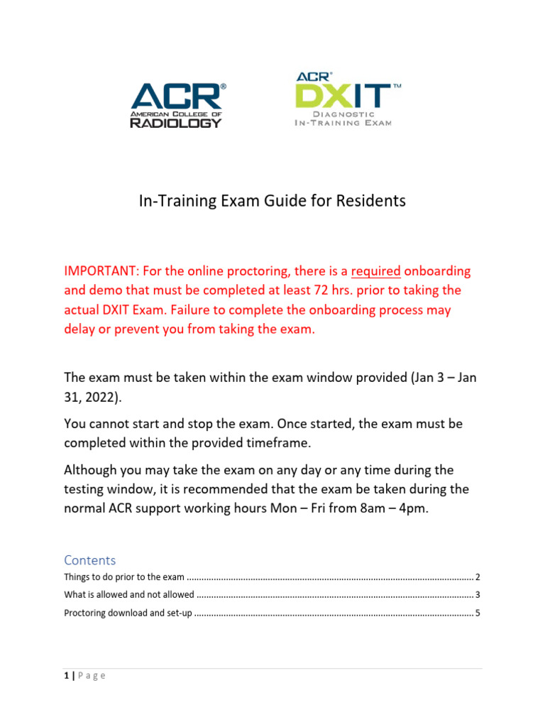 DXIT Exam Preparation Guide for Residents | PDF | Computers