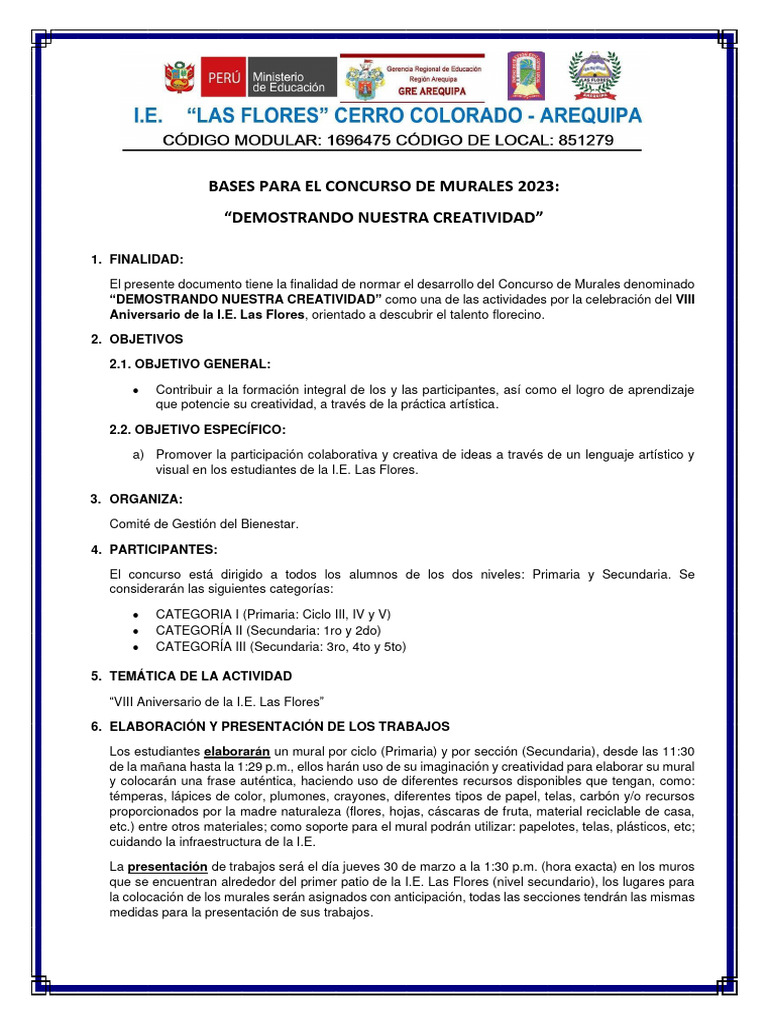 Bases para El Concurso de Murales | PDF Bases para El Concurso de Murales | PDF