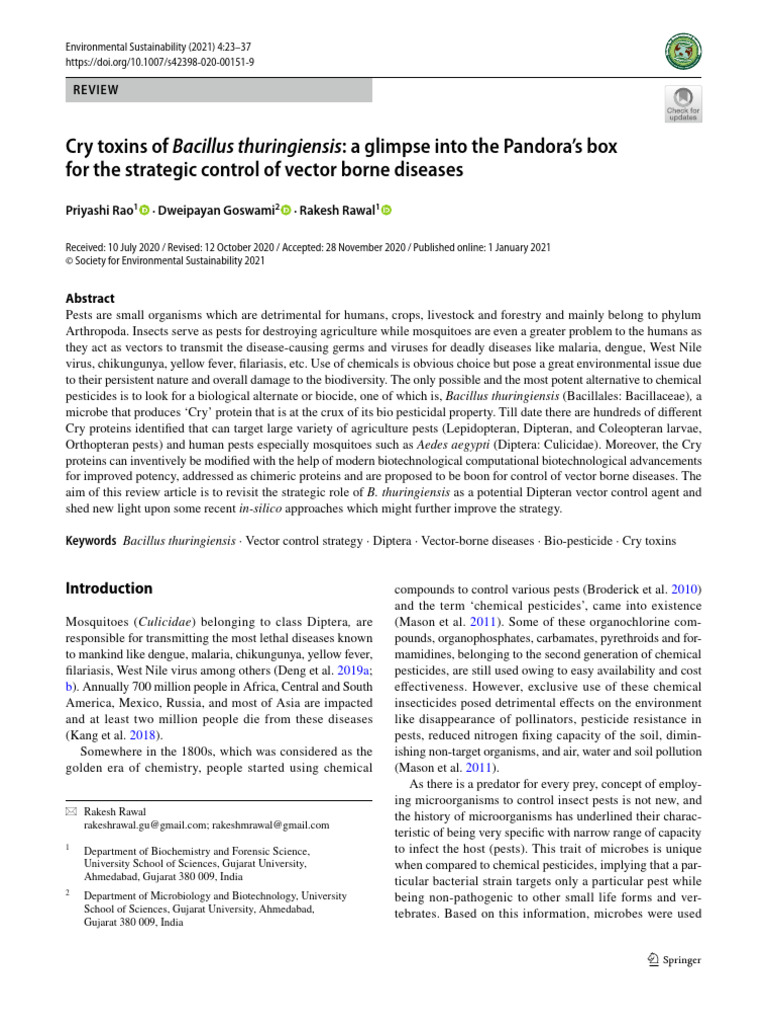 Cry Toxins of Bacillus Thuringiensis A Glimpse Into The Pandora's Box | PDF