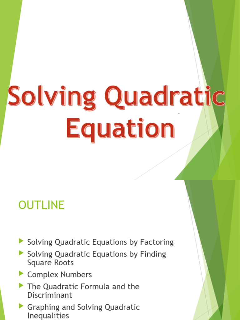 G9 Math Q1 - Week 4 - Solving Quadratic Equation | PDF | Quadratic ... G9 Math Q1 - Week 4 - Solving Quadratic Equation | PDF | Quadratic ...