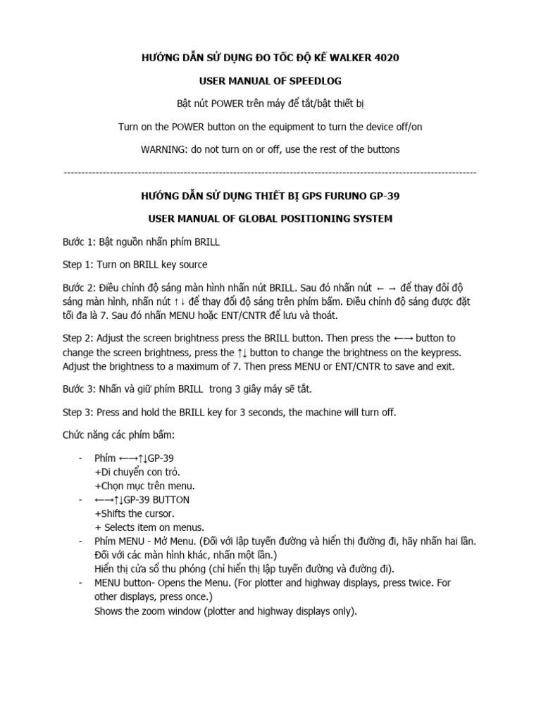 HƯỚNG DẪN SỬ DỤNG SPEED LOG WALKER, GP-32 | PDF