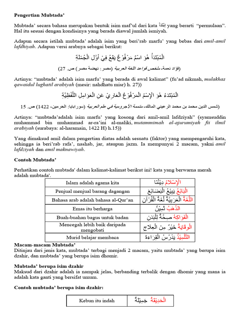Pengertian Mubtada | PDF