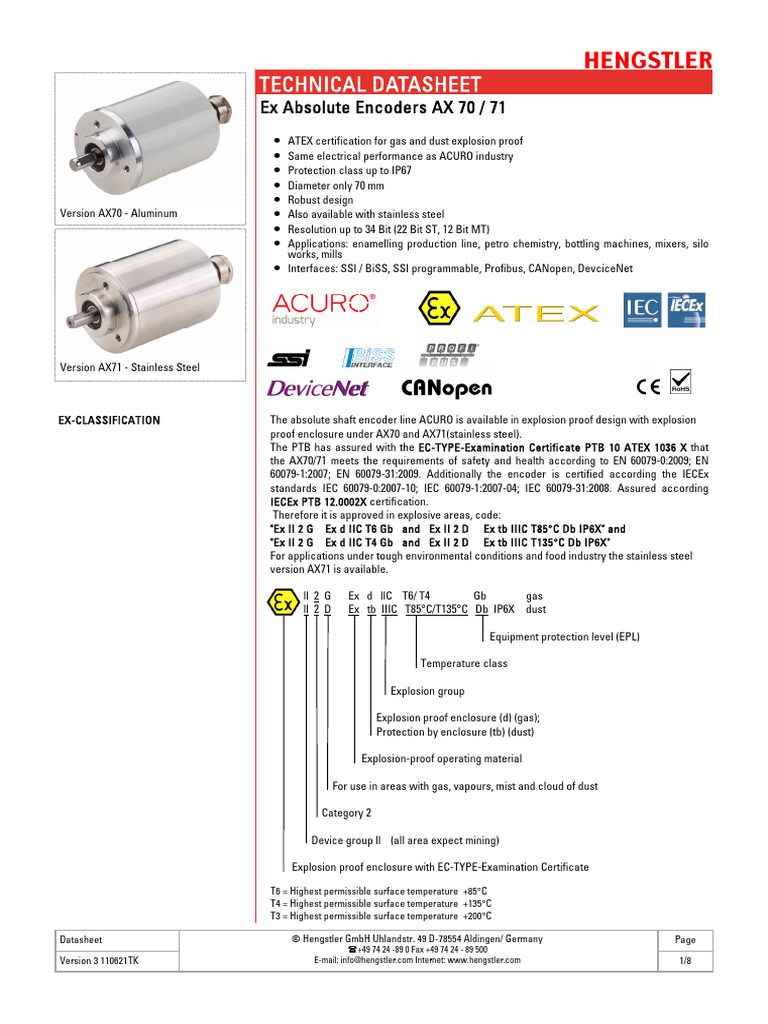 Slew Encorder - Datasheet - Ax70 - 71 - en | PDF | Manufactured Goods ...