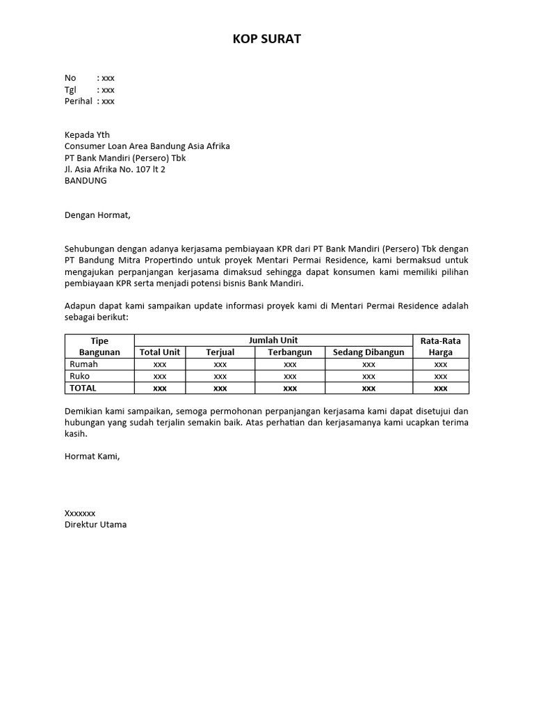 Contoh Surat Perpanjangan PKS | PDF