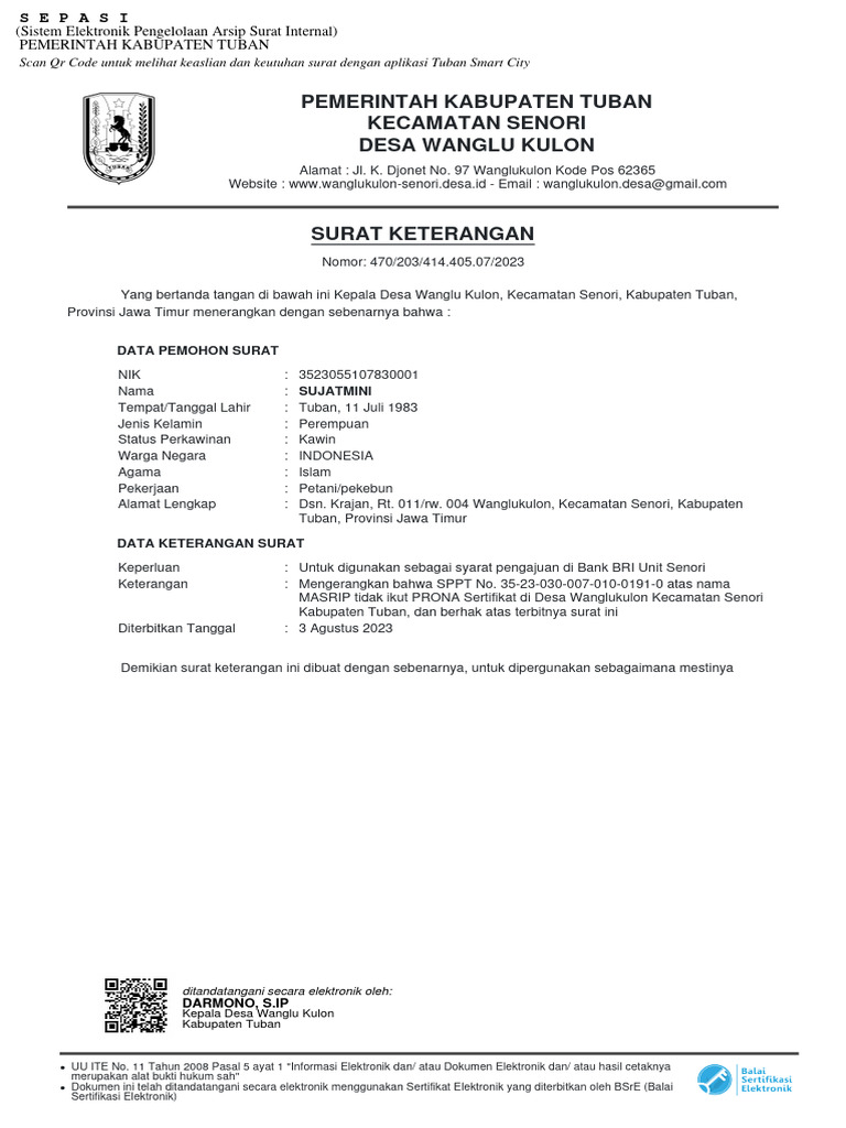 SK - Tidak Ikut Prona | PDF