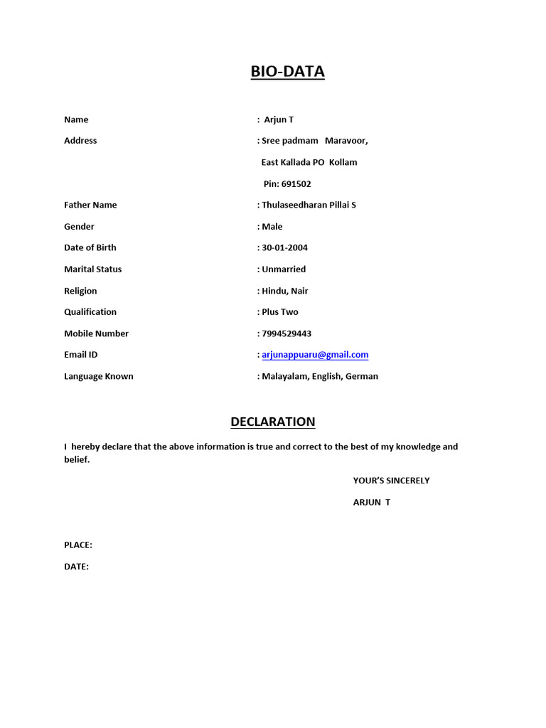 Bio Data | PDF