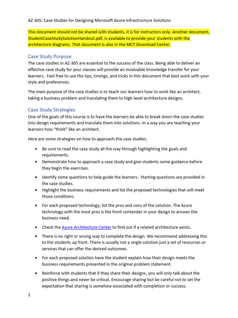AZ 305T00A ENU TrainerCaseStudies | PDF | Microsoft Azure | Databases