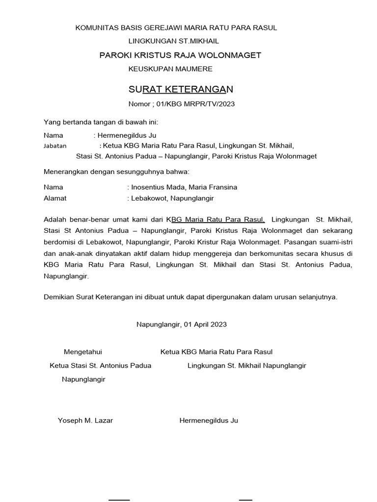 Surat Ketua KBG | PDF
