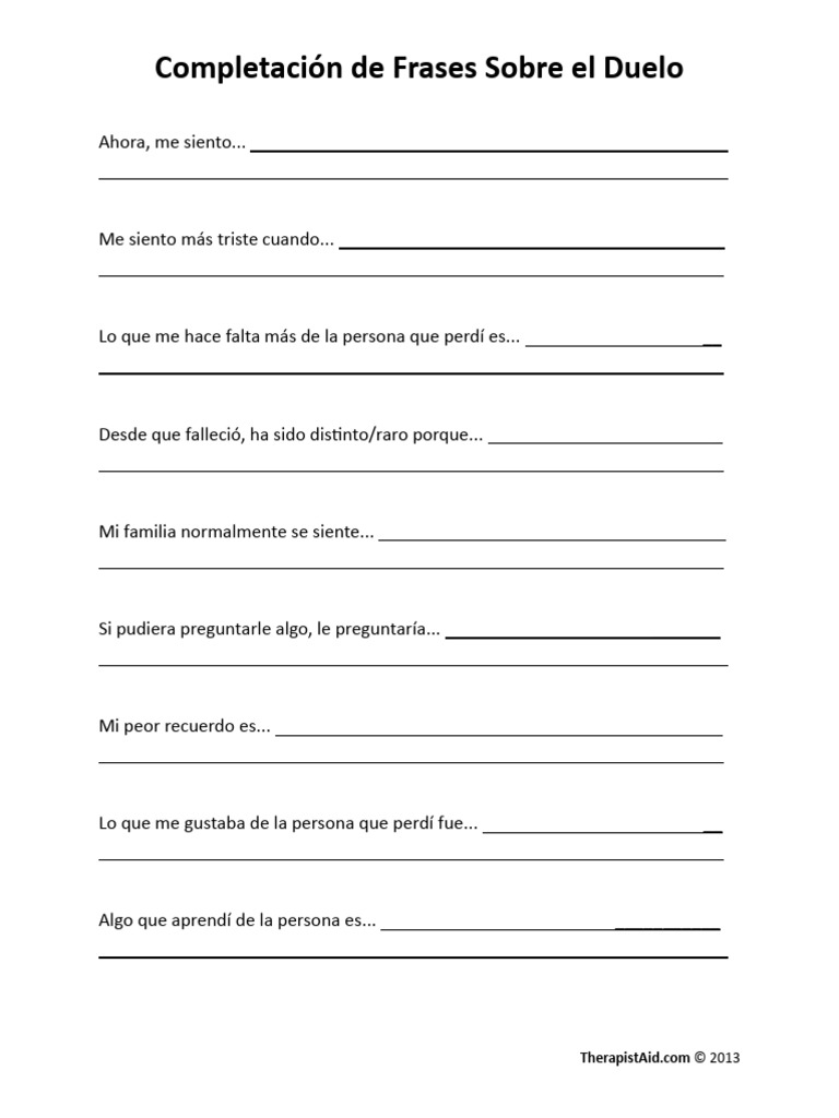 Grief Sentence Completion Spanish | PDF